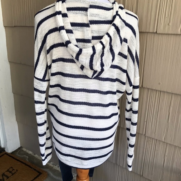 Enti | Tops | Nwt Enti Clothing Ivory Wnavy Stripes Knit Hoodie | Poshmark